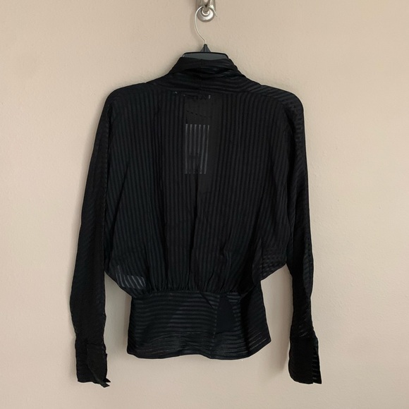 Zara | Tops | Zara New Woman S23 Black Zw Collection Semisheer Surplice ...